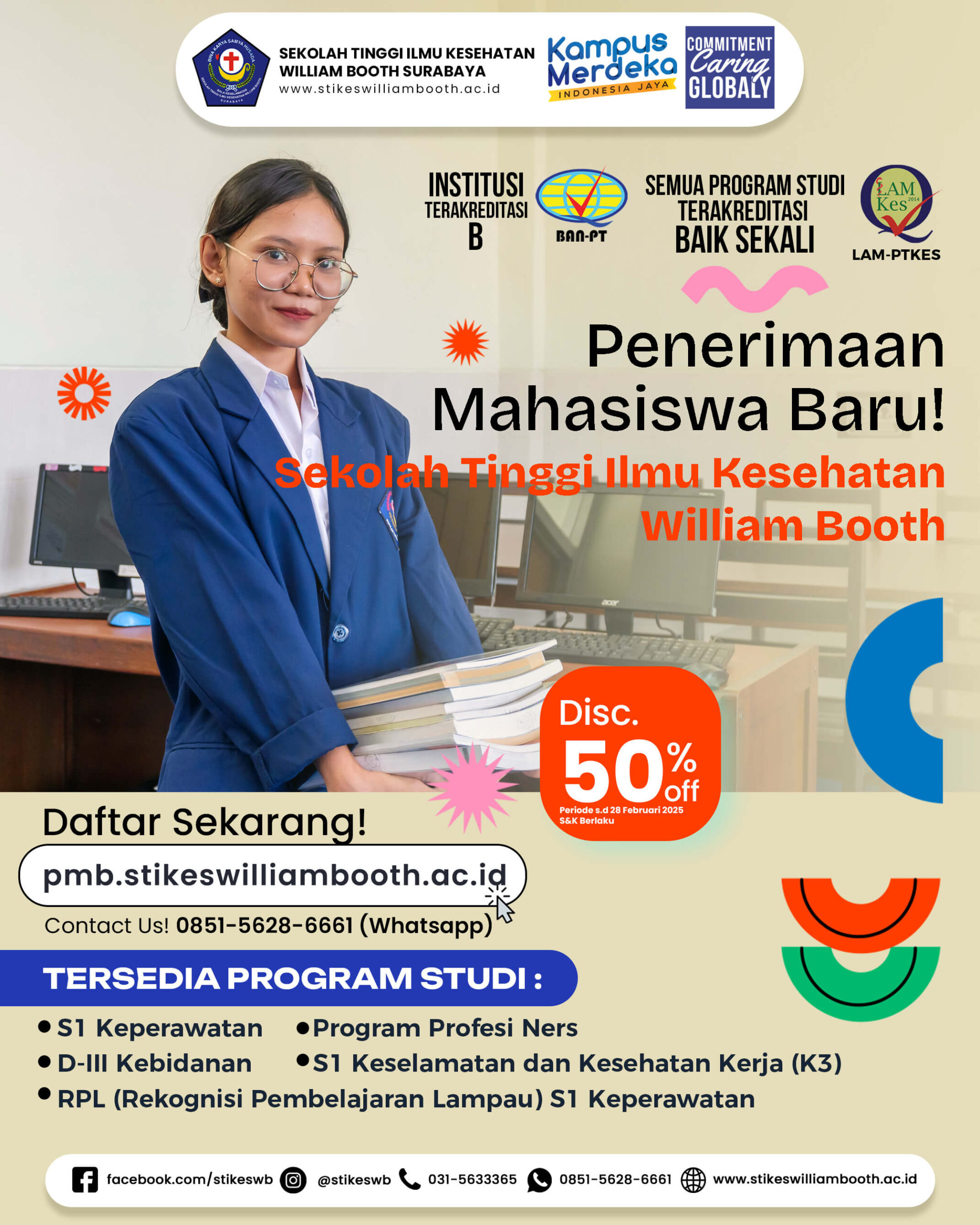 Promo Februari Penerimaan Mahasiswa Baru 2025/2026 - STIKes William Booth